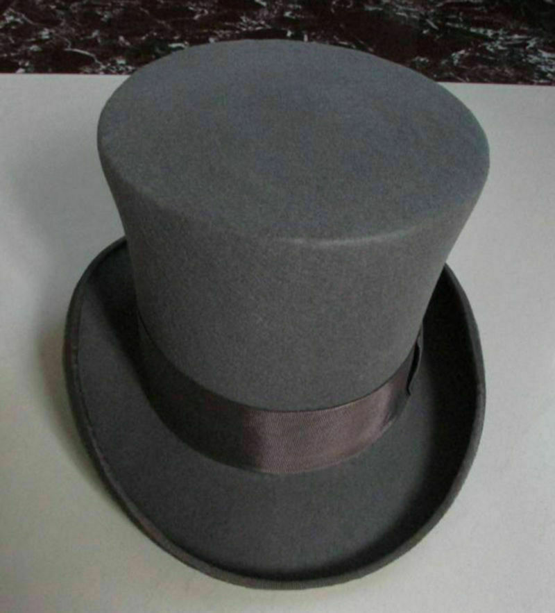 100% Wool Victorian Mad Hatter Top Hat Vivi Magic Performing Caps Crown ...