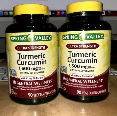 Spring Valley Ultra Strength Turmeric Curcumin Supplement 1,500 mg 90ct ...