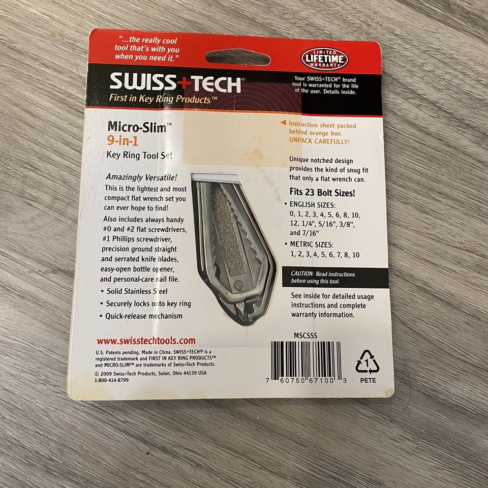 SWISS+TECH Micro Slim 9 in 1 Multi Purpose Pocket Multi Tool Keychain ...
