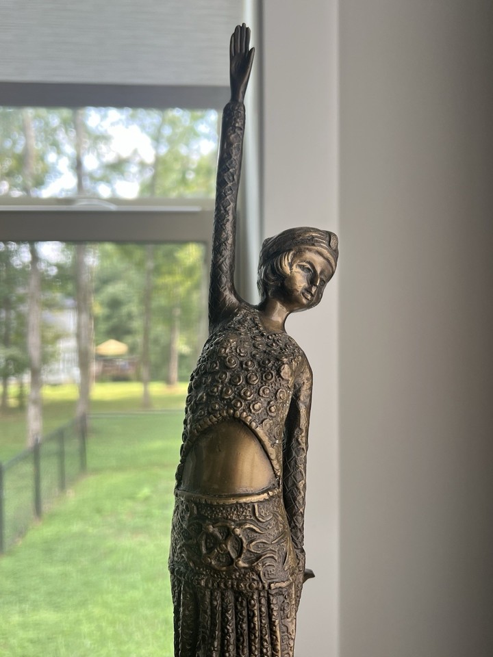 Statuesque and Graceful Bronze Art Deco Flapper Girl Dancer 17.5" Ht ...