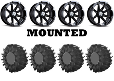 Kit 4 Interco Aqua Torque Tires 30x10-14 on MSA M12 Diesel Black Wheels ...