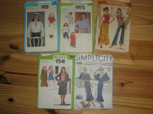 Simplicity Sewing patterns 9121, 9192, 9277, 9341, 9360. 1971 thru 1988 ...
