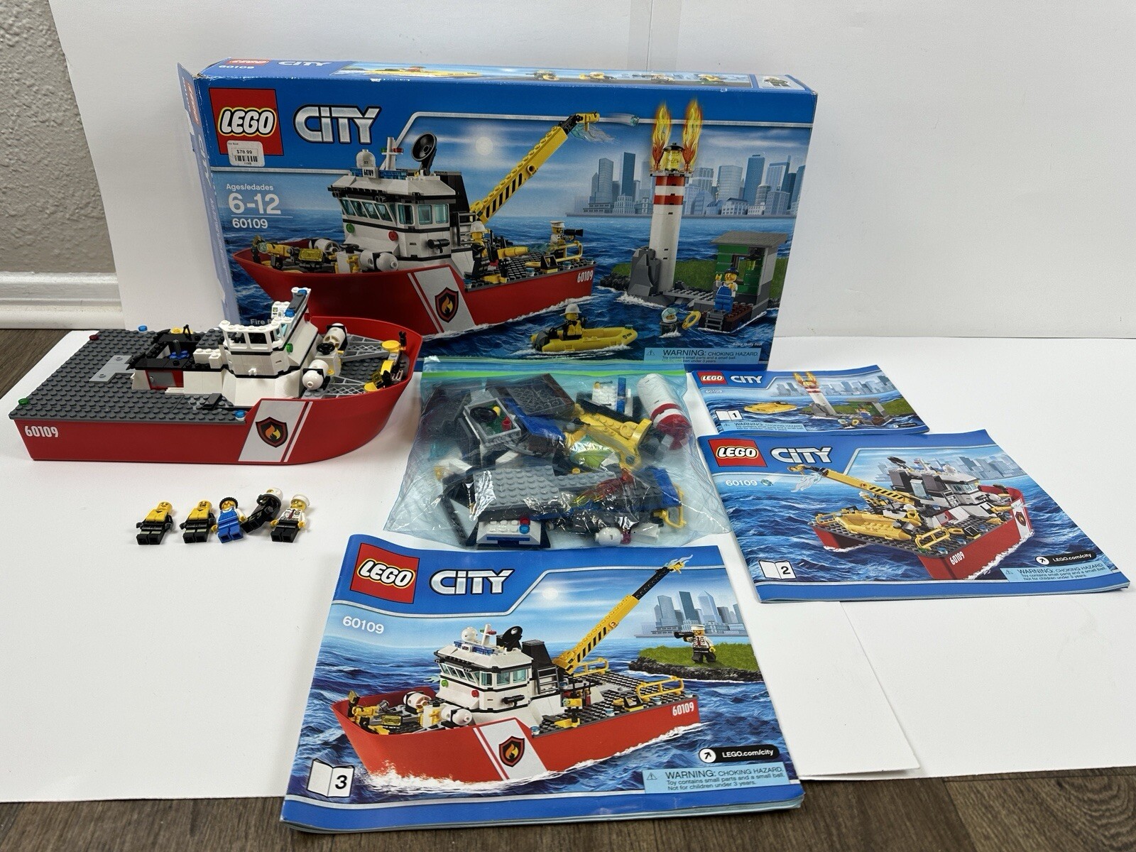LEGO CITY: Fire Boat (60109) Incomplete Boat ONLY Haul W Extra Pieces ...