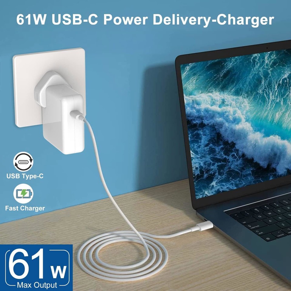 61W USB-C Power Adapter Charger for Apple MacBook Air 13" A1708 (M1 ...