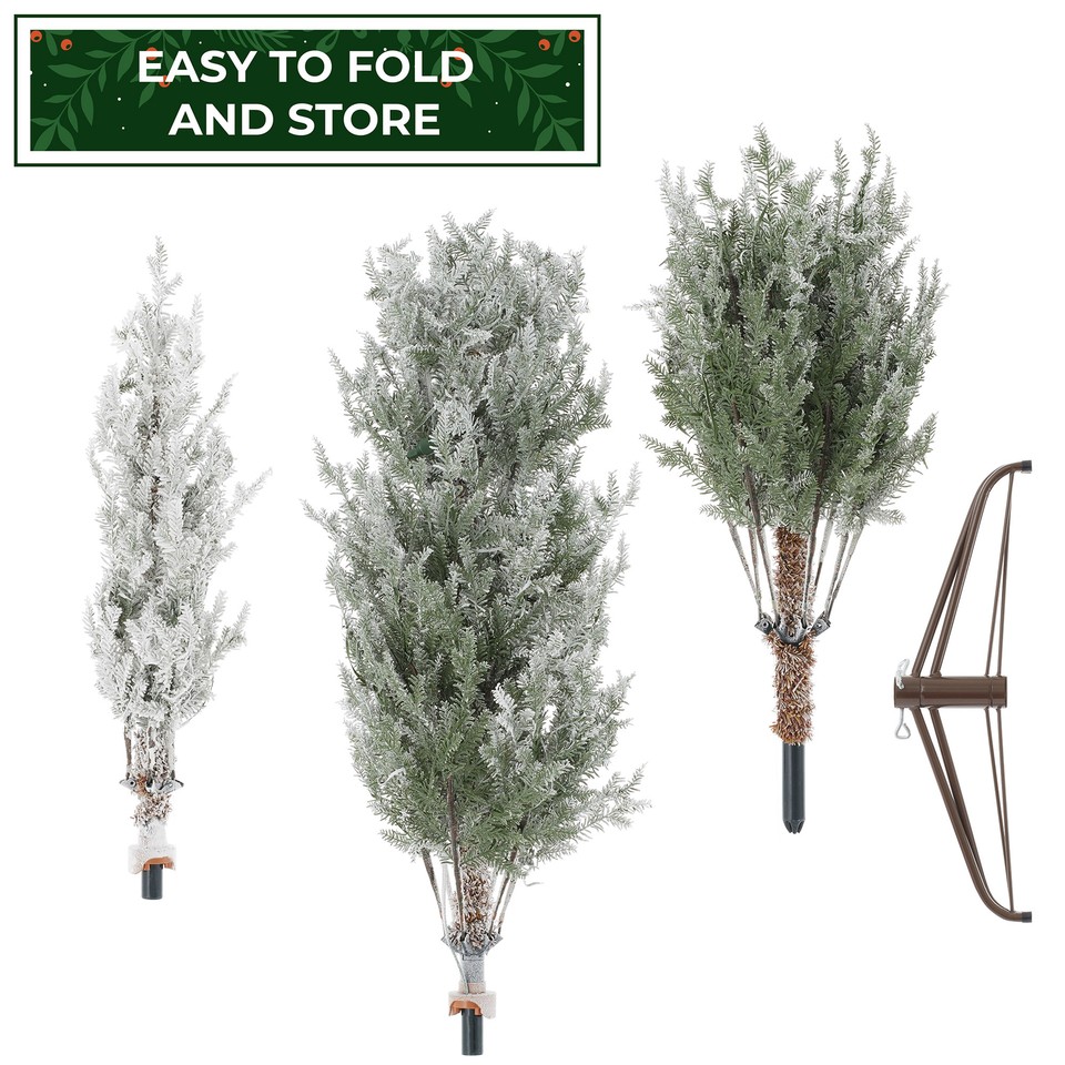 Pre-Lit Sparse Pine Flocked Artificial Holiday Christmas Tree with ...