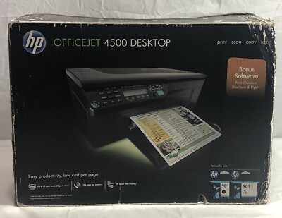 HP OfficeJet 4500 All-In-One Inkjet Wireless Printer Black 884962535684 ...