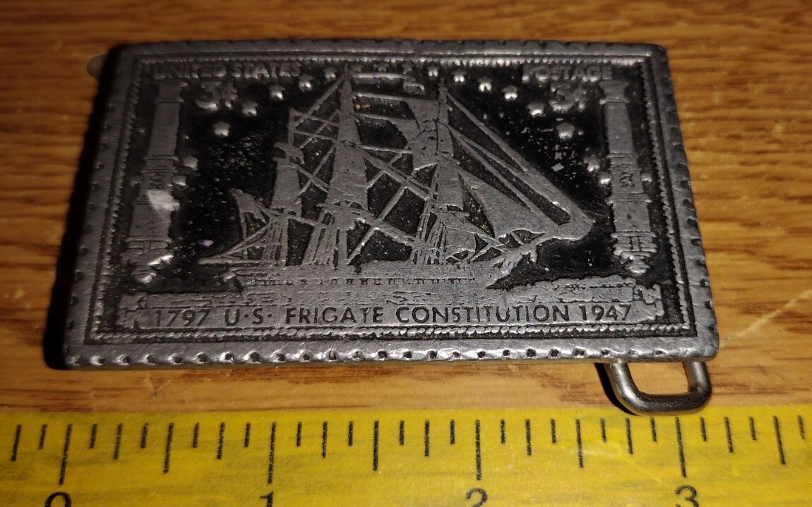 Vintage Belt Buckle- Frigate Constitution 1947- Posta… - Gem