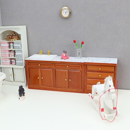 1:12 Dollhouse Miniature Cupboard Sink Drawer Cabinet Locker Furniture ...