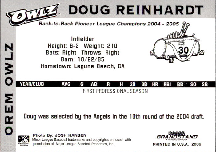 Doug Reinhardt Baseball 2004 UPPER DECK SP PROSPECTS DOUGLAS REINHARDT