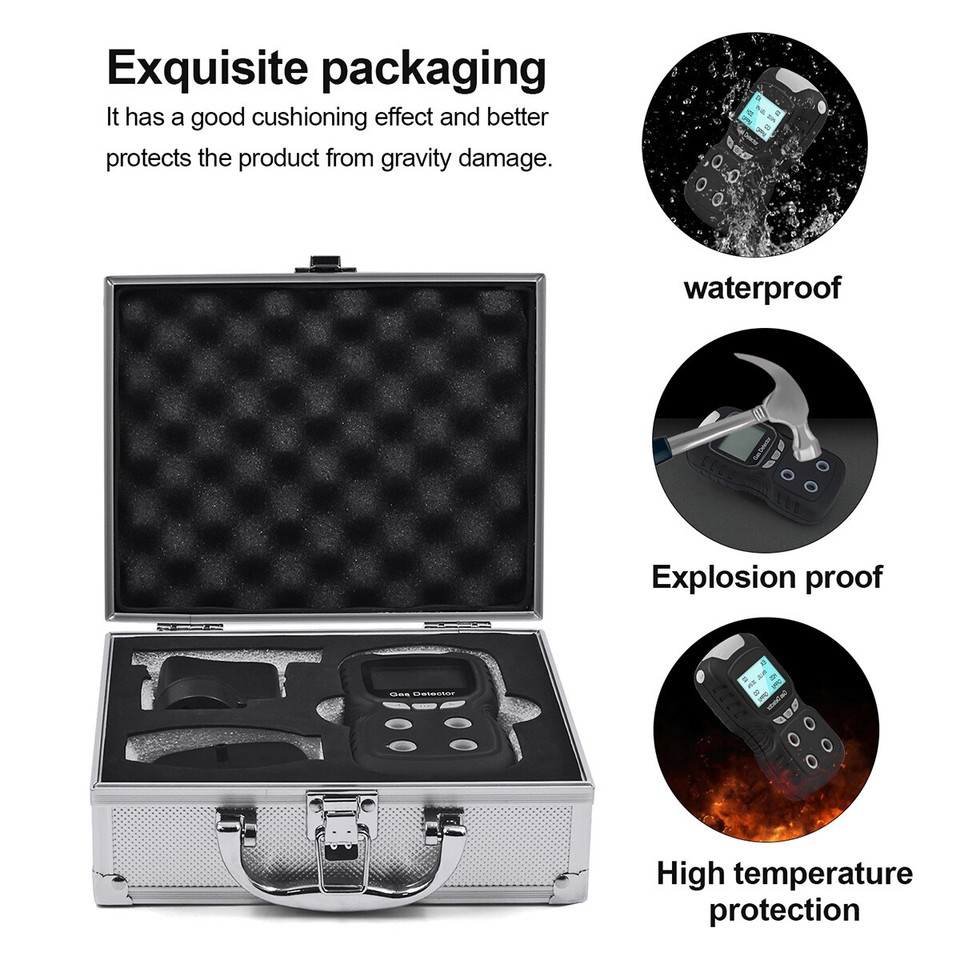 4-Gas Monitor Meter Tester Analyzer Portable Gas Detector Rechargeable ...