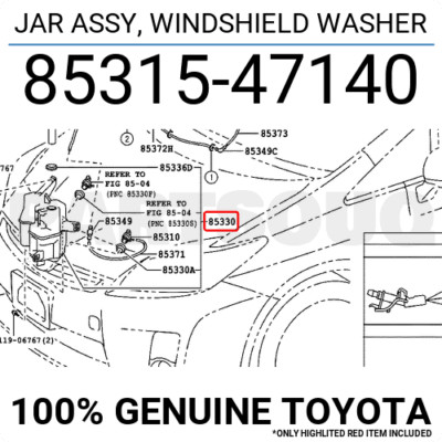 8531547140 Genuine Toyota JAR, WASHER, A 85315-47140 | eBay