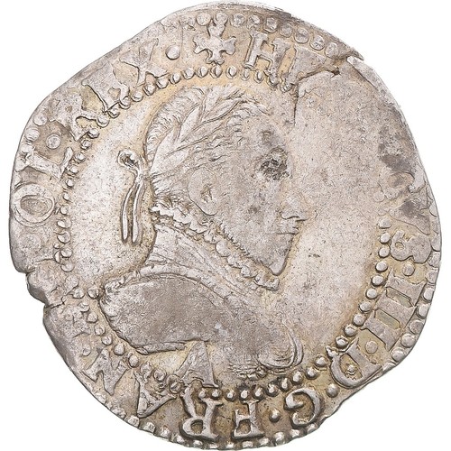 [#340205] Coin, France, Henri III, 1/2 franc au col gaufré, 1586, Paris ...