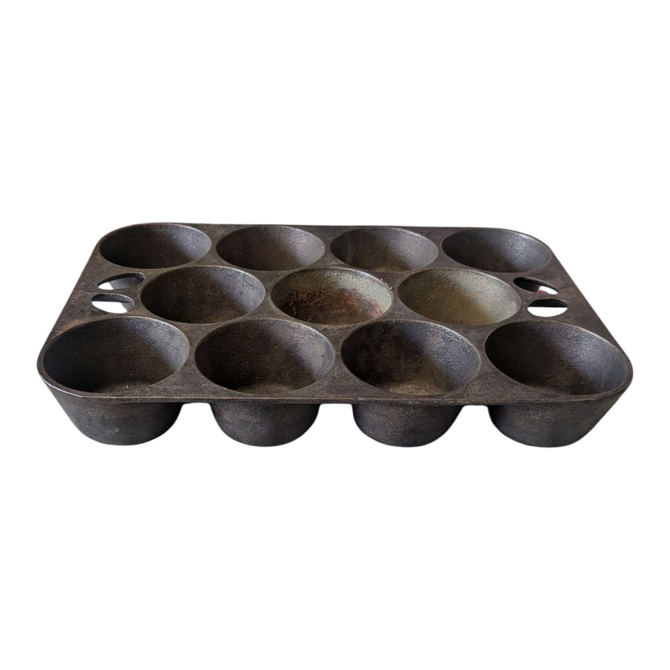 Cast Iron Popover Muffin Pan 11 Cup Tray Heavy Duty Stamped “A” On Back ...