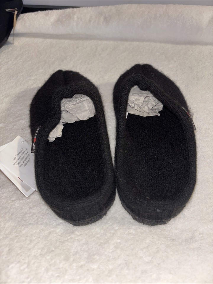 New Haflinger Mens Black Wool Hard Sole Slippers Black Size 40 US 7 | eBay