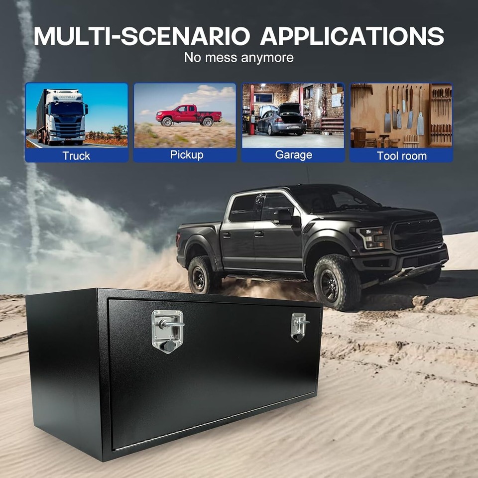 48 In. X 18 In. X 18 In. Black Iron Underbody Truck Storage Tool Box w ...