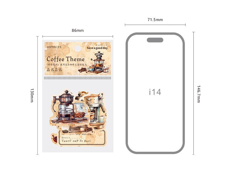 Retro Coffee Theme Stickers Vintage Aesthetic Scrapbooking Junk Journal ...