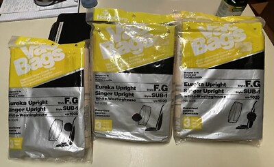 3 Home Care 3026 Eureka Upright F & G Vacuum Bags Singer Sub-1 3 Pack ...