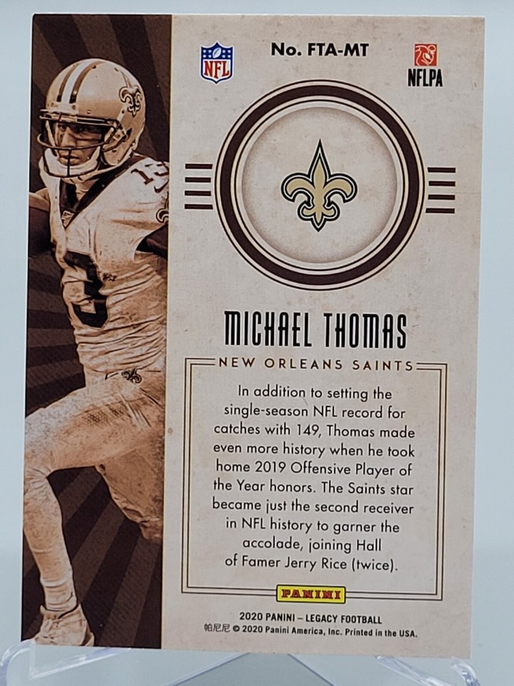 2020 PANINI LEGACY MICHAEL THOMAS FOR THE AGES FOOTBALL CARD NEW ...