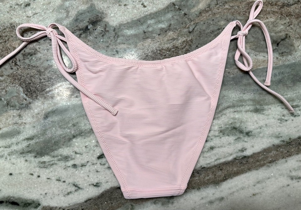 J Crew Bikini Bottoms Womens Small Ribbed Cheeky String Pink Beachy ...