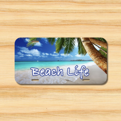 Beach Life License Plate Vehicle Auto Tag Ocean Sea Florida Palm Tree ...