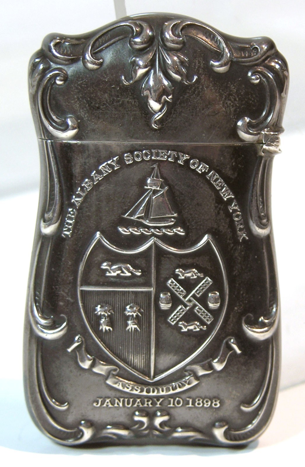 1898 STERLING SILVER POCKET MATCH SAFE - ALBANY SOCIETY OF NEW YORK ...