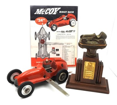 Original 1950s McCoy Midget Racer Tether Car W/ Trophy & Advertising ...