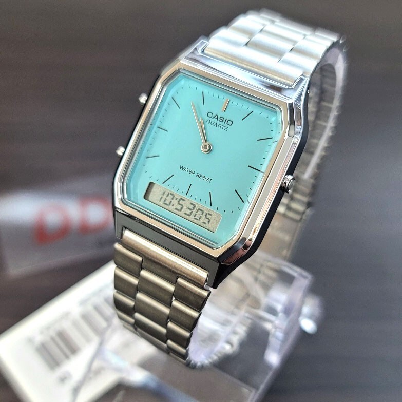 Casio AQ-230A-2A2MQ Retro Square Blue Retro Metal Watch | eBay