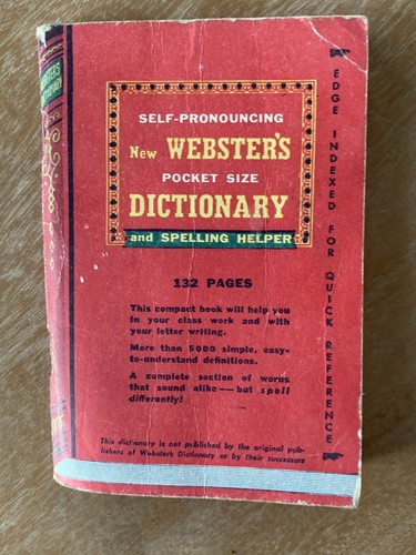 Webster’s Pocket Size Dictionary Self Pronouncing Spelling Helper 1943 ...