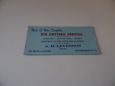 vtg. ink blotter card advert. A. H. Levenson die cutting service pitt ...