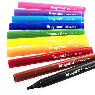 Bruynzeel Triple Felt Tip Pens - Triangular Shaped Barrel - 10 Assorted ...