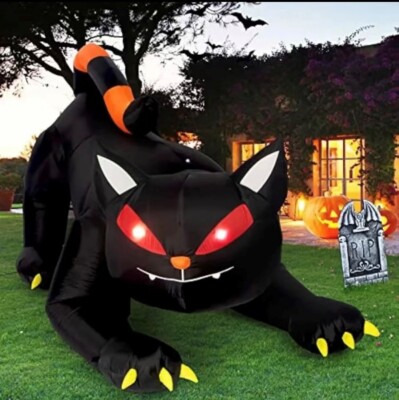 Halloween Inflatable Yard Decor Black Cat Halloween Animatronic ...
