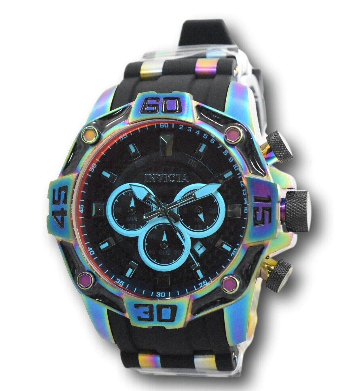 Invicta Pro Diver Mens 52mm Carbon Fiber Dial Tinted Iridescent Watch ...