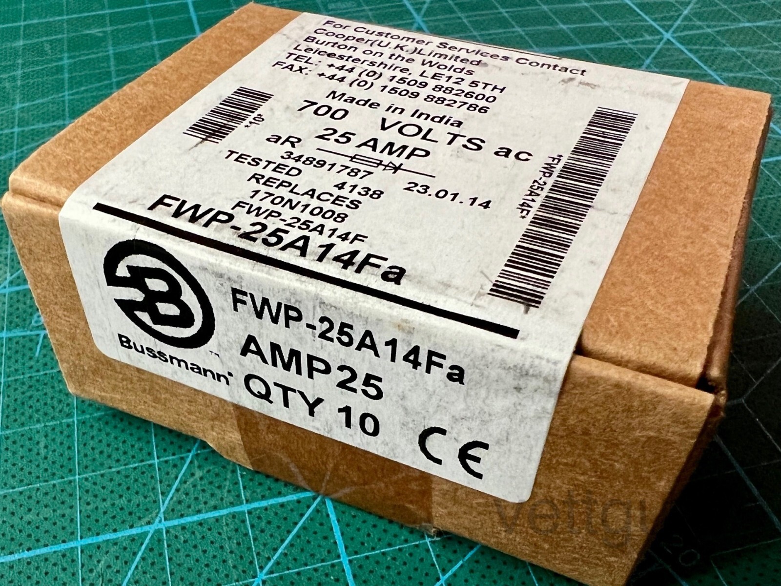 Lot of 10pcs EATON Bussmann FWP-25A14Fa 700V aR 25Amp Fuses, Cooper FWP ...