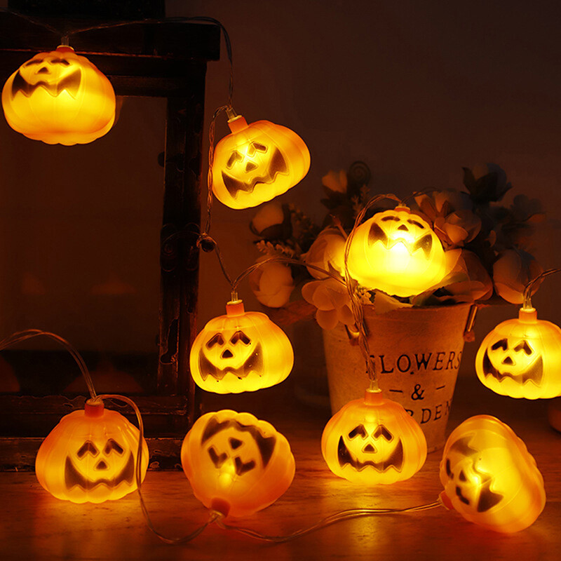 2M 10 LED Horror Halloween Lights Lamp Pumpkin String Lights DIY ...