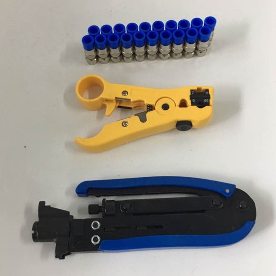 Crimping Pliers Set Coax Cable Tool Crimper Kit for Rg6 Compression | eBay