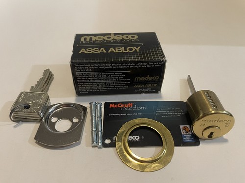 Medeco M3 High Security Lock 1 1/8” Inch Rim Cylinder 6 Pin Bright ...