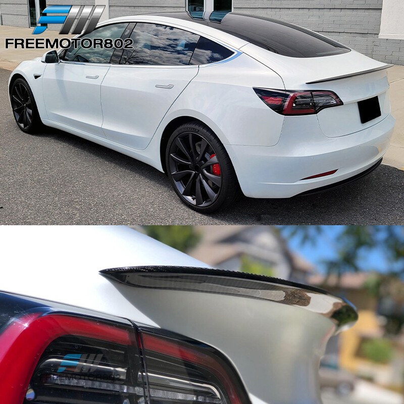 Fits 17-23 Tesla Model 3 Rear Trunk Spoiler Wing Carbon Fiber OE ...