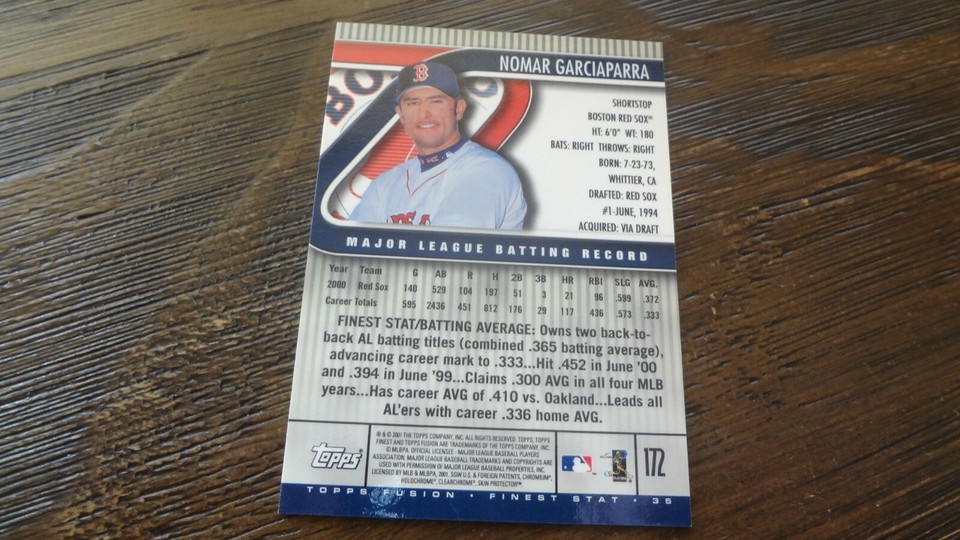 2001 TOPPS FINEST #172 NOMAR GARCIAPARRA TOPPS FUSION BASEBALL CARD | eBay