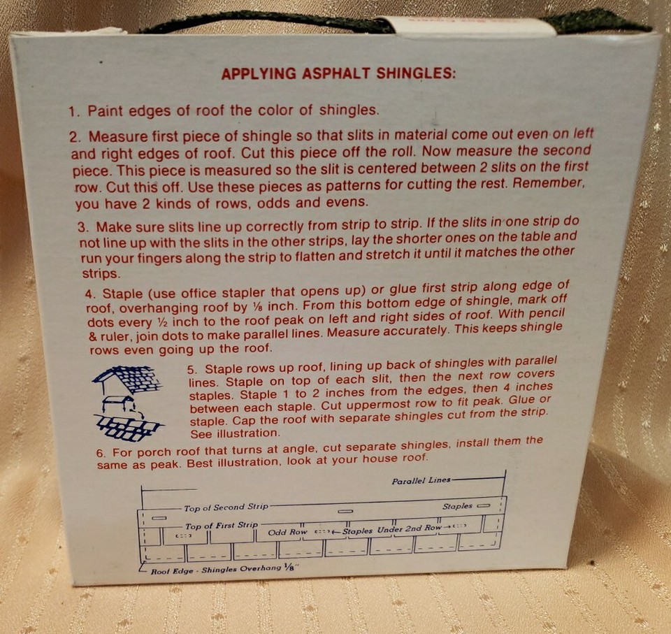 MINIATURE DOLLHOUSE OR ROOM BOX CONTINUOUS BELT ASPHALT SHINGLES | eBay