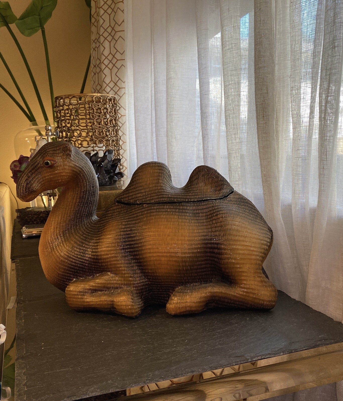 Vintage MCM Chinese SHANGHAI HANDICRAFTS Lidded Sitting Camel Basket ...