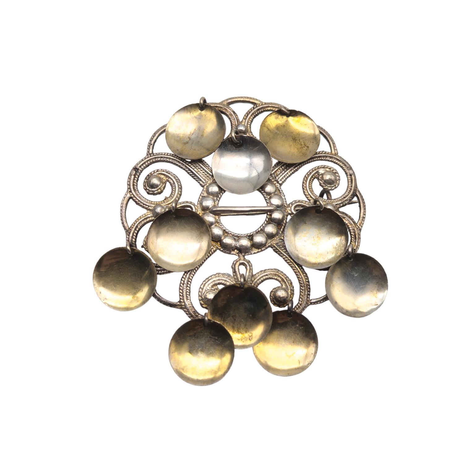 Antique 830s Norwegian Silver Solje Brooch - Gem