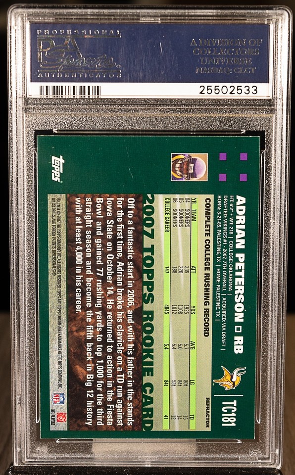 25502533 ADRIAN PETERSON 2007 Topps Chrome TC181 Refractor RC Rookie ...