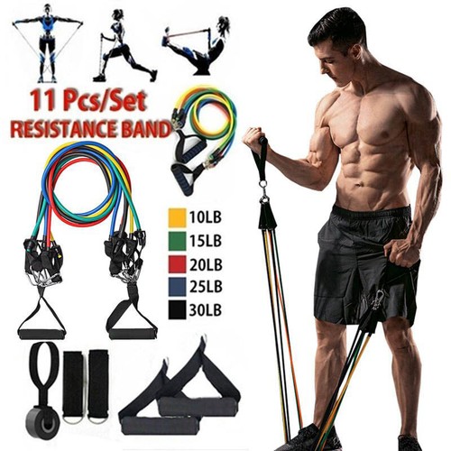 11pcs/set Resistance Bands Exercise Rubber Tubes Stretch Training Home ...
