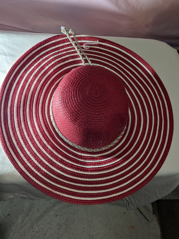Sparkling Red Wide Brim Social Holiday Church Cruise Beach Pool Party ...