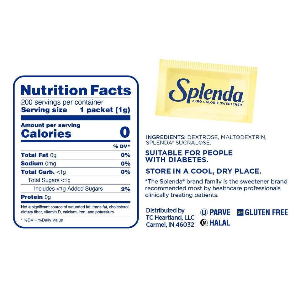 SPLENDA Zero Calorie Sweetener 200 Count Packets 7 oz Box | eBay