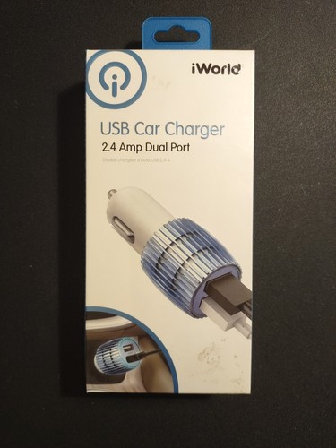 iWorld USB Car Charger: 2.4 Amp Dual Port ~ New In Box! 810011410220| eBay