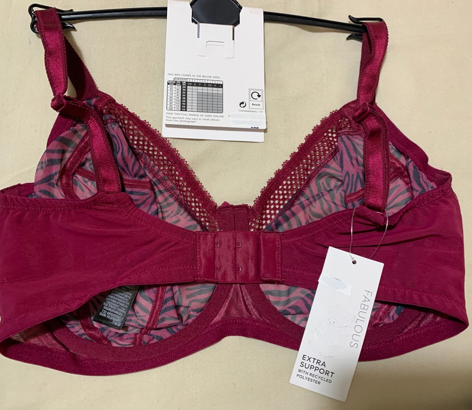 M&S FABULOUS EXTRA SUPPORT UNDERWIRED FULL CUP BRA In DARK RASPBERRY ...