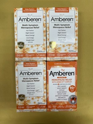 4 New Amberen Multi-Symptom Menopause Relief - 60 Capsules Each Box Exp ...