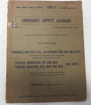 Vintage G217 G221 M51 Gun Carriage & M7 M18 Generator Trailer - Parts ...