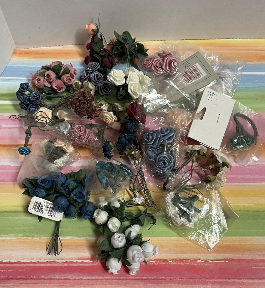 large mixed lot mini satin ribbon roses picks | eBay